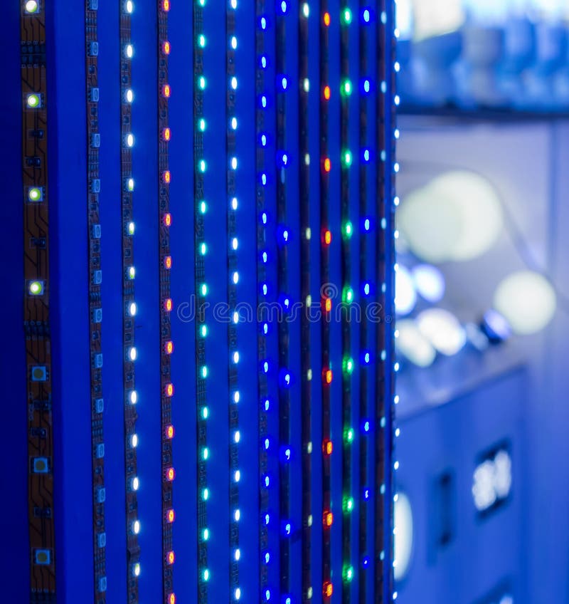 Some Led Lamps Blue Light Science and Technology Background Stock Photo ...