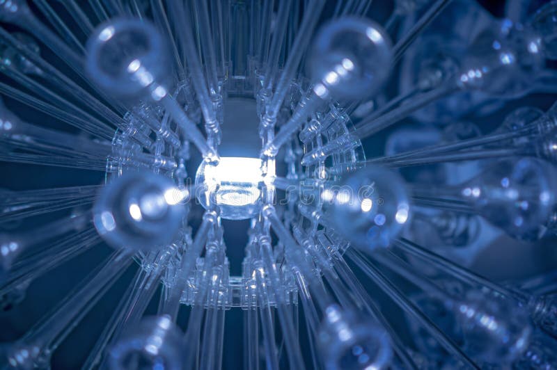 Some Led Lamps Blue Light Science and Technology Background Stock Photo ...