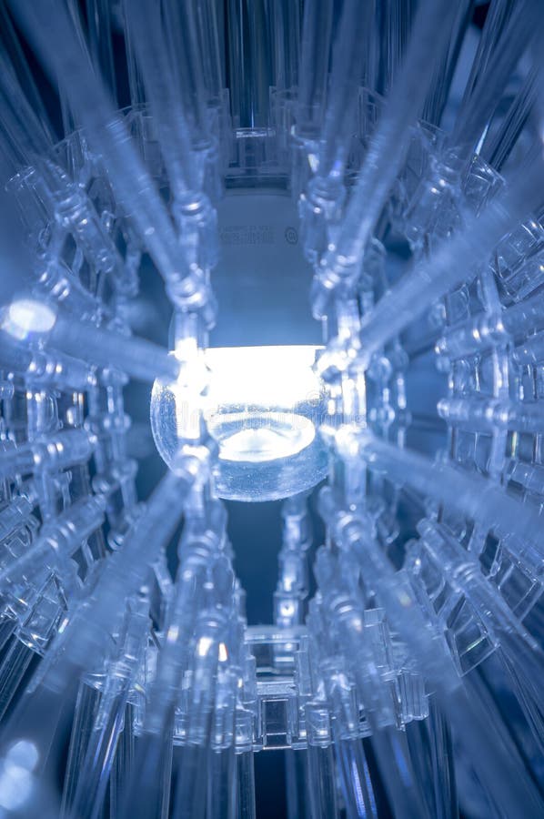 Some Led Lamps Blue Light Science And Technology Background Stock Photo ...