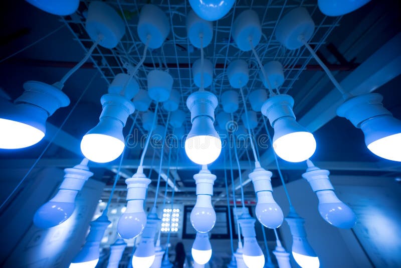 Some Led Lamps Blue Light Science and Technology Background Stock Image ...
