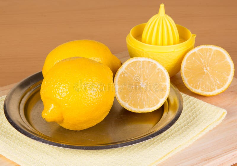 Some lemons on a plate stock photo. Image of drink, food - 44692402