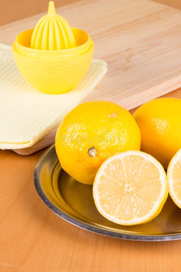 Some lemons on a plate stock image. Image of fresh, beverage - 44692423