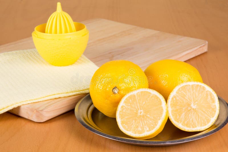 Some lemons on a plate stock image. Image of fresh, beverage - 44692423