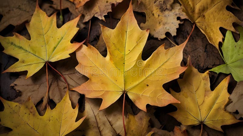 Yellow Autumn Fall Maple Leaves Stock Illustration - Illustration of ...