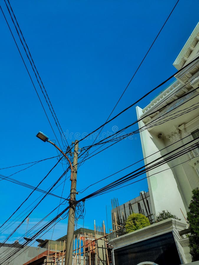 Some Messy Wires in the Blue Morning Stock Image - Image of vehicle ...