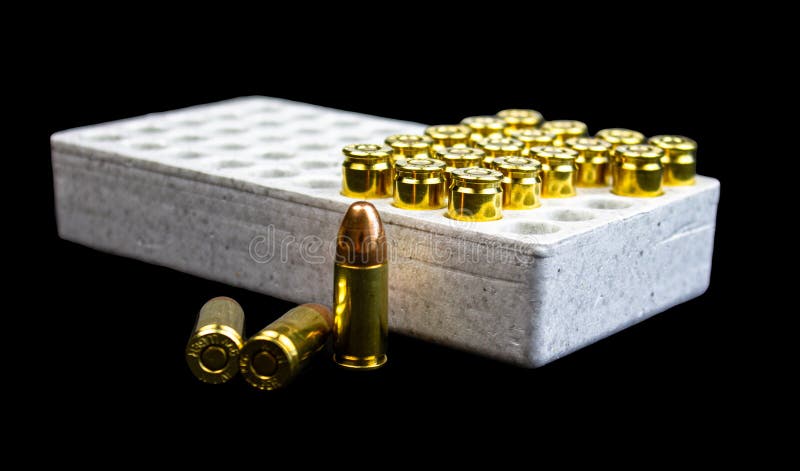 9mm bullets in a box stock photo. Image of caliber, isolated - 184198346