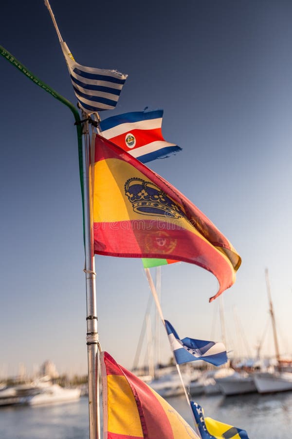Some National Flags Fluttering on the Rope Stock Photo - Image of ...