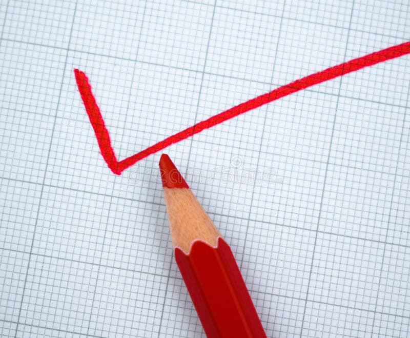 Some One Writing with a Red Colored Wood Pencil Crayon Over a Graph ...