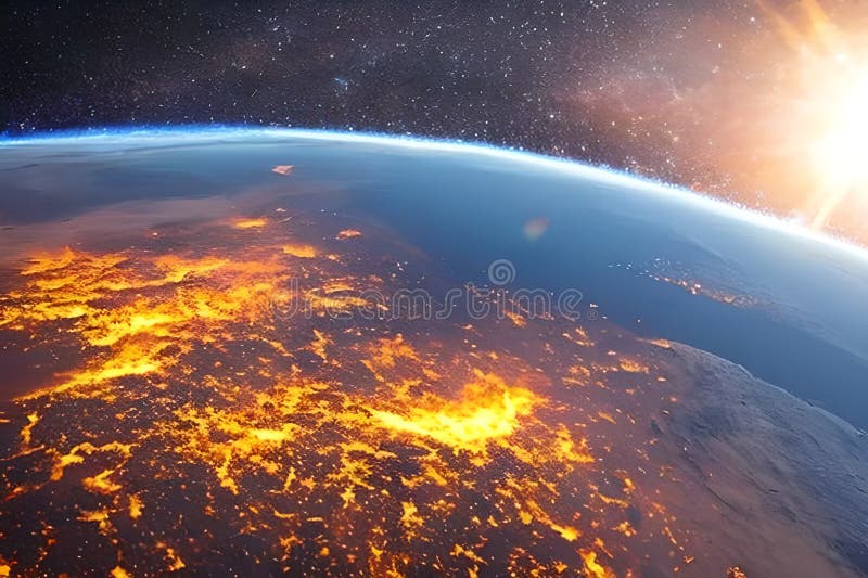 Some Part of the Earth on Fire the View from Space Stock Illustration ...