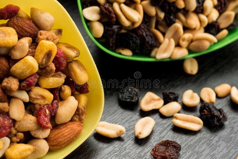 Some Peanuts, Raisins and Nuts Stock Photo - Image of plate, ingredient ...