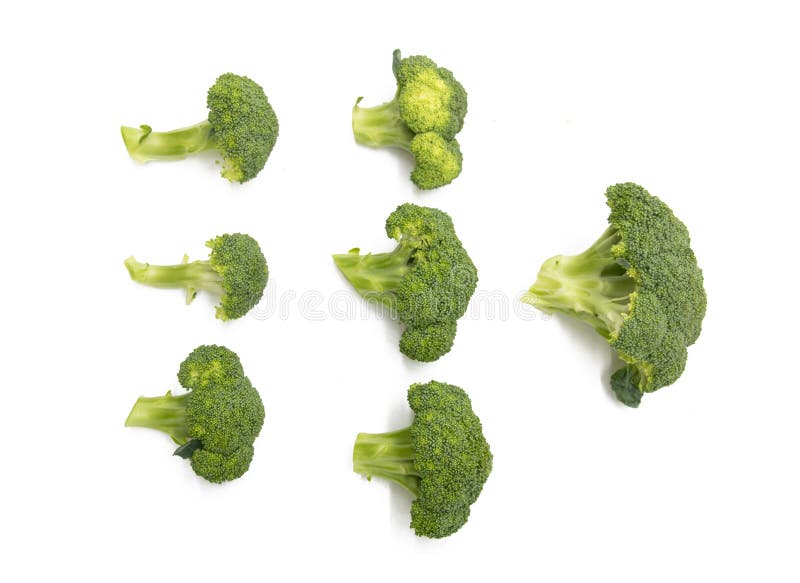 Some Pieces of Broccoli Isolated on White Background Stock Image ...