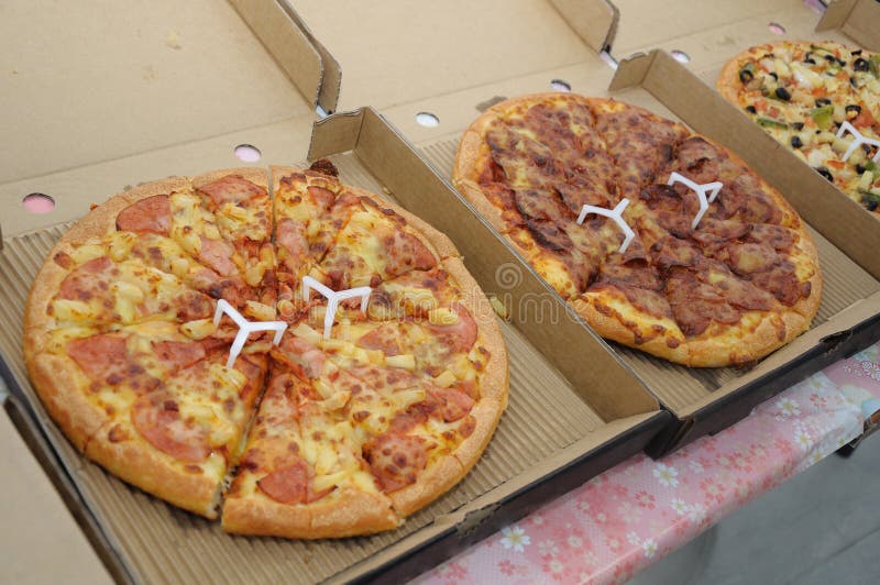Some Pizzas in the Boxes Ready for Serving Stock Image - Image of ...