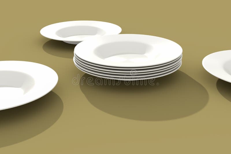 Some plates on the table stock illustration. Illustration of ...