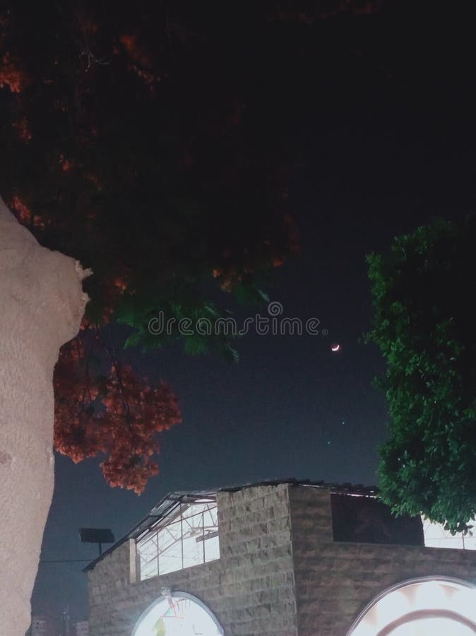 Some Pretty Night with the Moon Stock Photo - Image of light, night ...