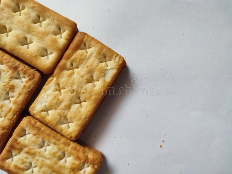 Some Rectangular Butter Cookies with Sugar in the Middle on White ...