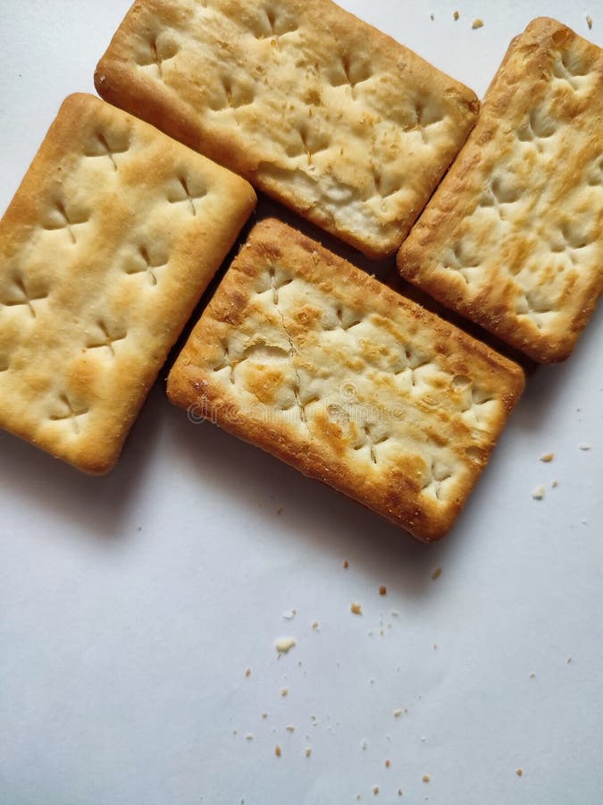 Some Rectangular Butter Cookies with Sugar in the Middle on White ...