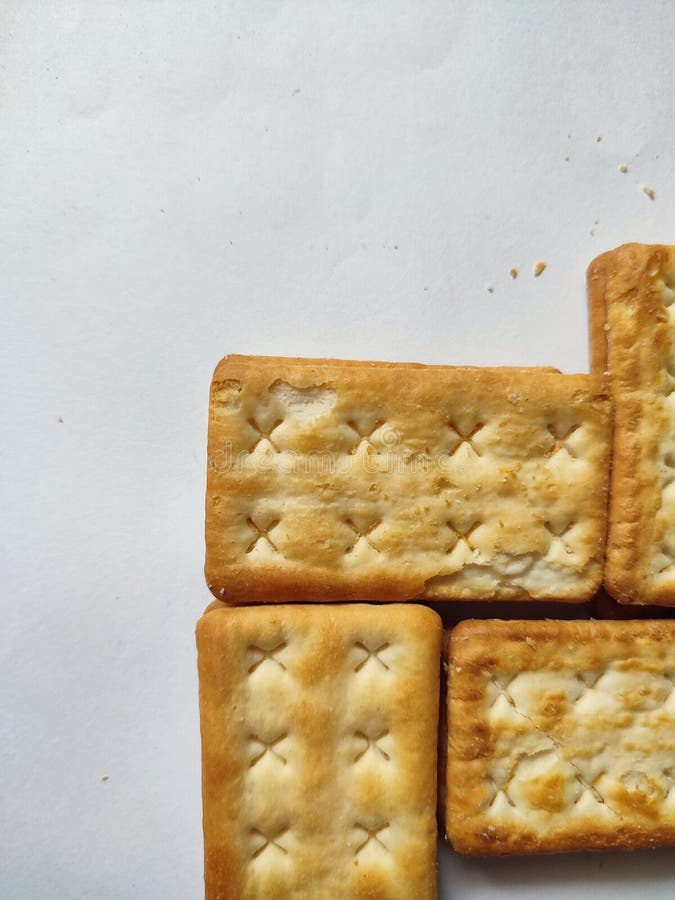 Some Rectangular Butter Cookies with Sugar in the Middle on White ...