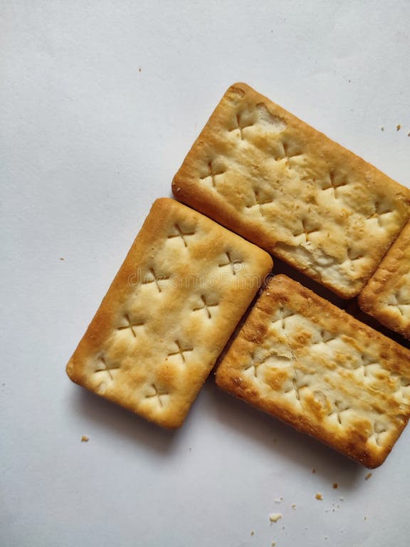 Some Rectangular Butter Cookies with Sugar in the Middle on White ...