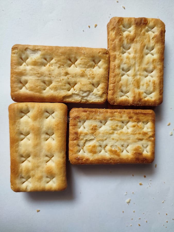 Some Rectangular Butter Cookies with Sugar in the Middle on White ...