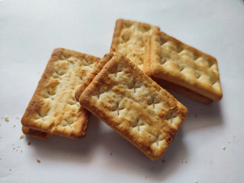 Some Rectangular Butter Cookies with Sugar in the Middle on White ...