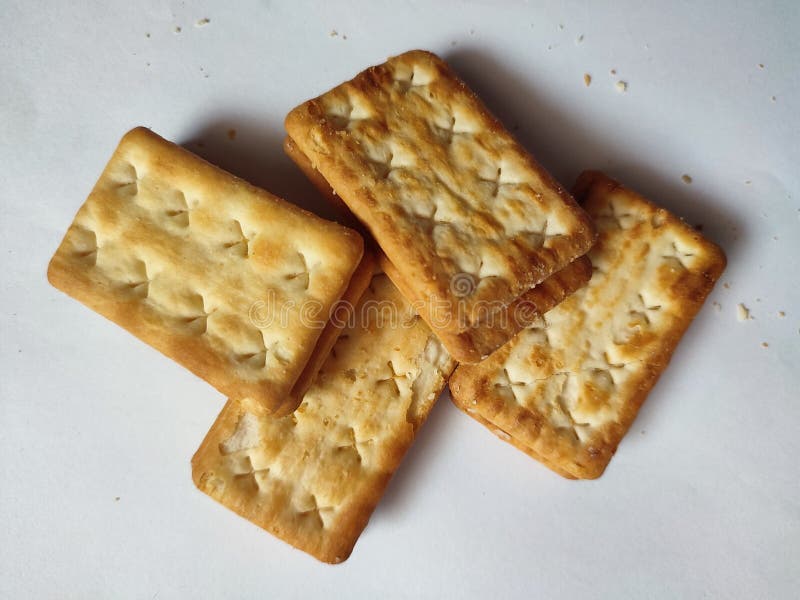 Some Rectangular Butter Cookies with Sugar in the Middle on White ...