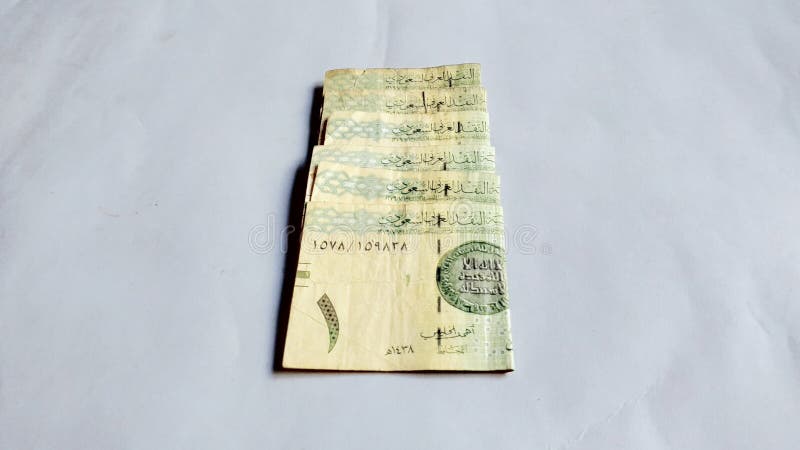 Some Riyal Notes, the Official Currency in Saudi Arabia Stock Photo ...