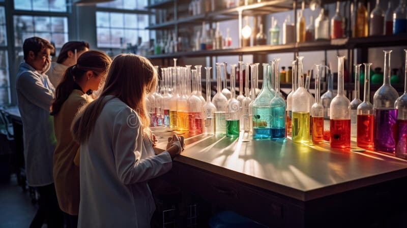 Science Students in a Science Classroom Stock Illustration ...