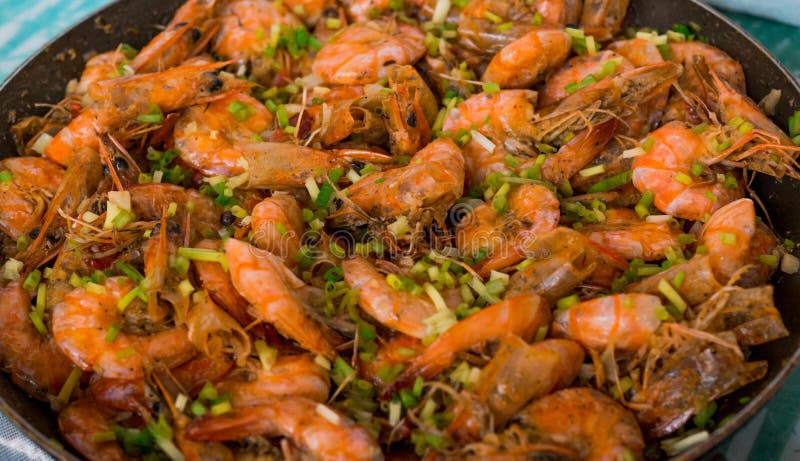 Some Shrimp Cuisine stock photo. Image of homemade, paella - 56253832