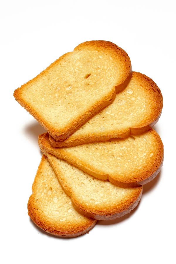 Two Slices of Toasted Bread on White Background Stock Image - Image of ...