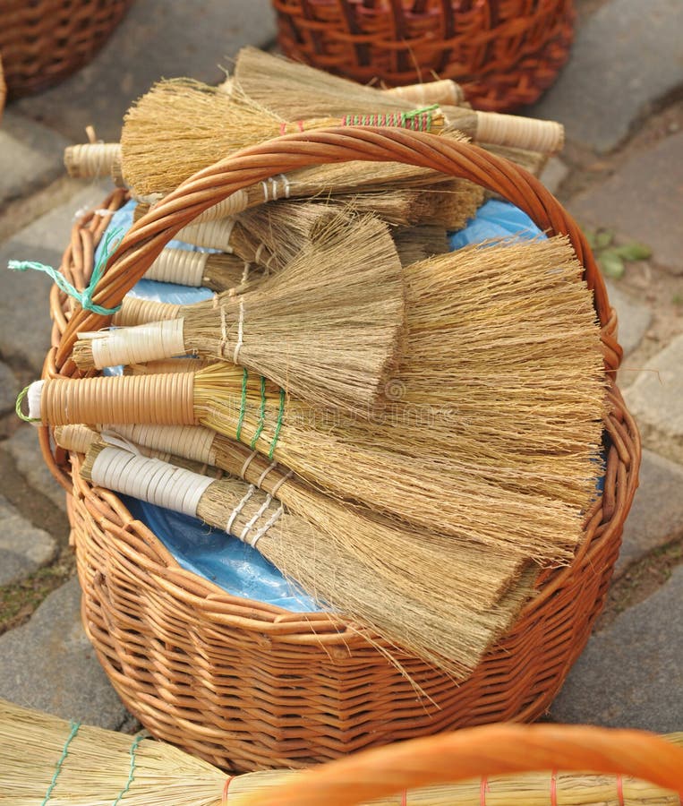 Basket and brooms stock image. Image of gambia, basket - 70728639