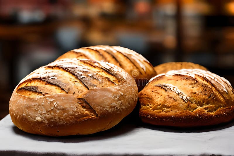 Some Sourdough Bread at the Served at the Table Stock Illustration ...