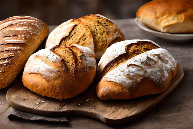 Some Sourdough Bread at the Served at the Table Stock Illustration ...