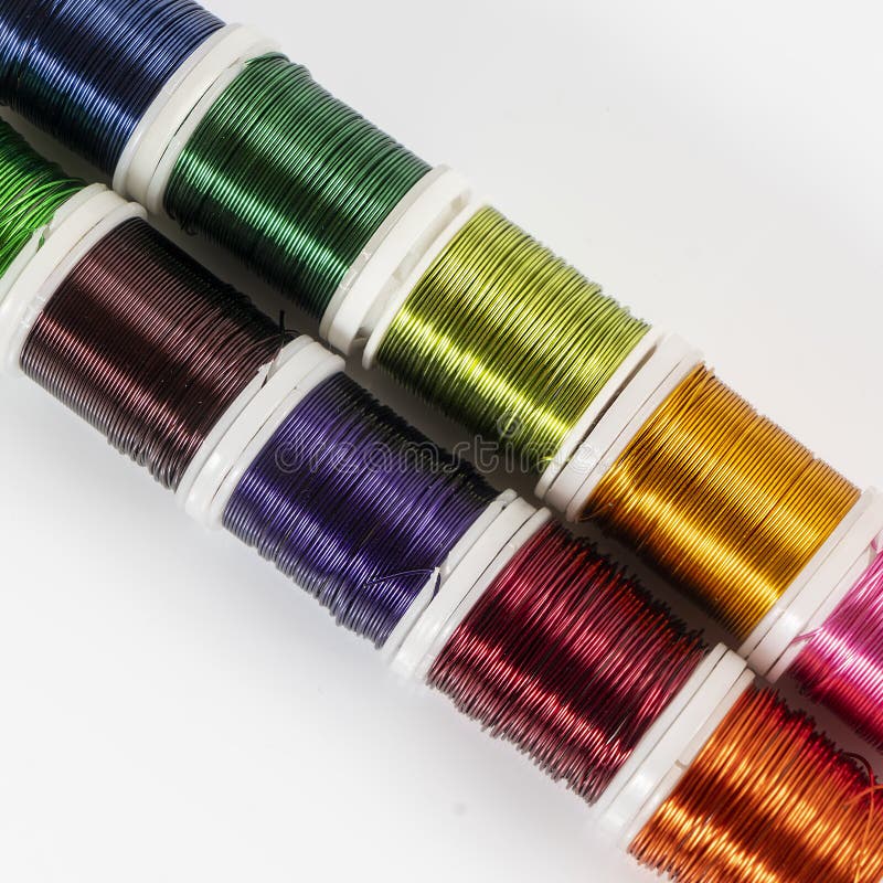 Colored metallic thread stock image. Image of handmade - 134285863