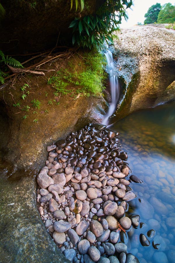 Some Stacking Rocks and Waterfall in Kampili Dam Stock Image - Image of ...