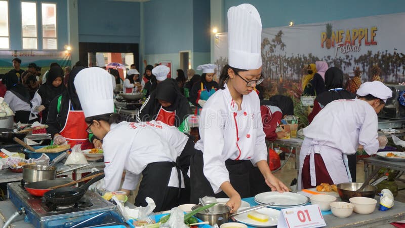 Some Student Cook in the Class Editorial Image - Image of dinner ...