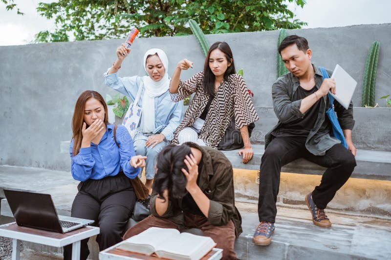 Some Students Bully Their Male Group Mates Outside the Campus Stock ...