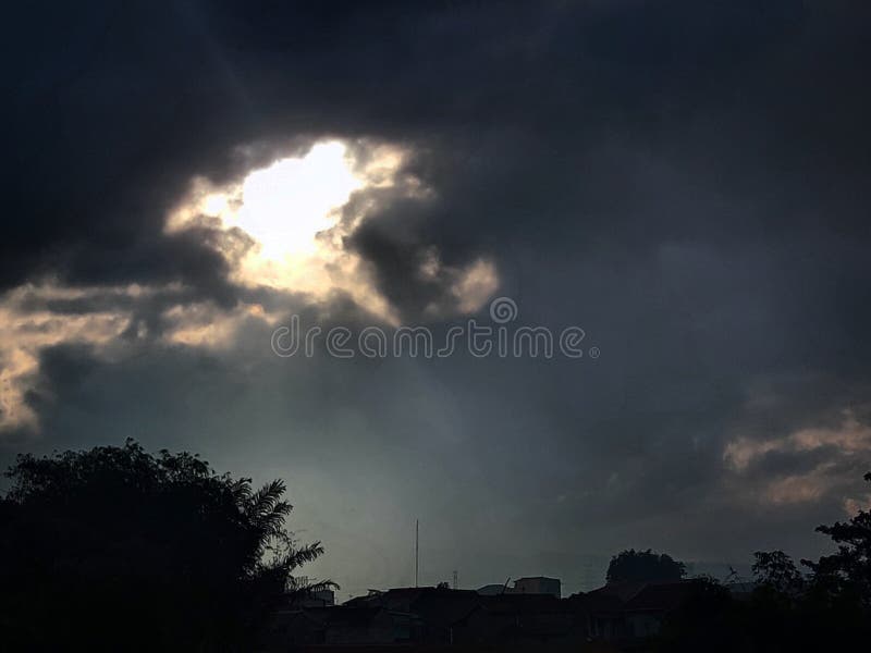 Some Sunlight and Dark Clouds after Rain Stock Image - Image of storm ...
