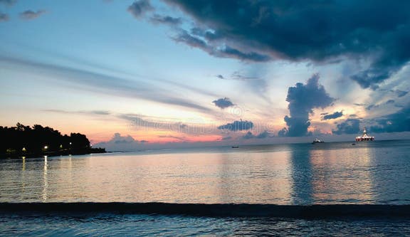 Some Time after Sun Set at Beach Stock Image - Image of beach, time ...