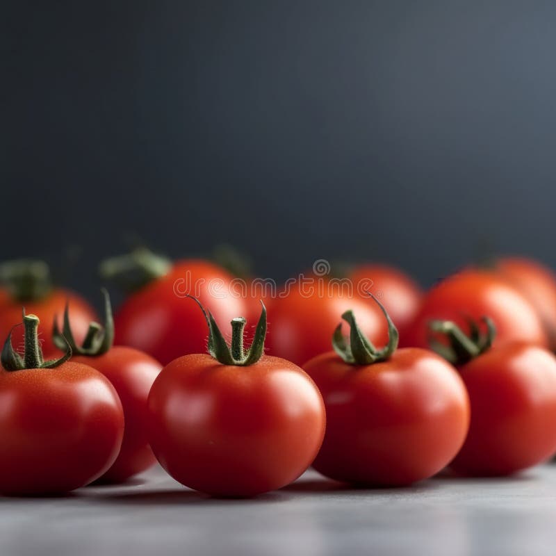 Some Tomato on Dark Stone Table Background, Side View. Generative Ai ...