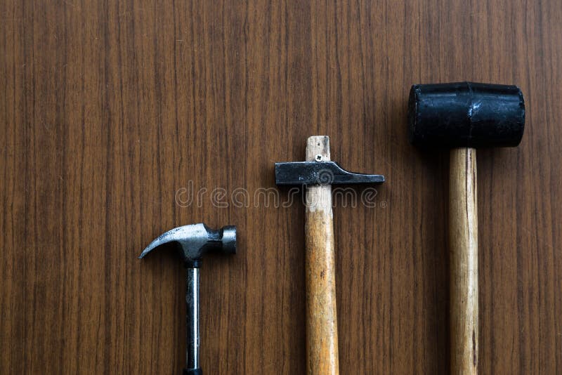 A Set of Hammers with Some Nails and Screws Stock Photo - Image of ...