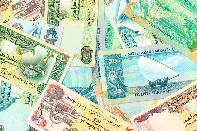 Some United Arab Emirates Dirham Bank Notes Stock Image - Image of sale ...