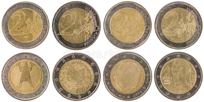 European 20 Cent Coins Front and Back Isolated on White Backgr Stock ...