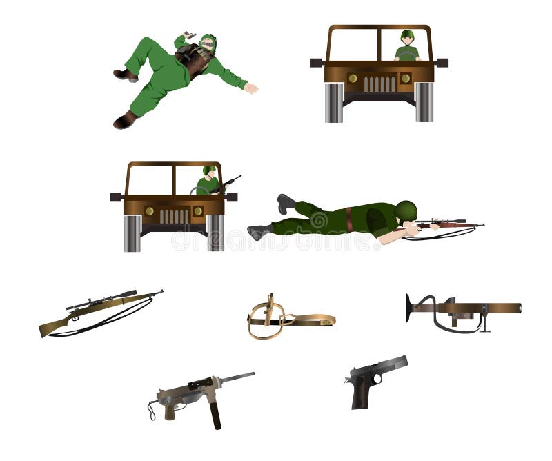 Some War Set stock vector. Illustration of handgun, nvector - 207931134
