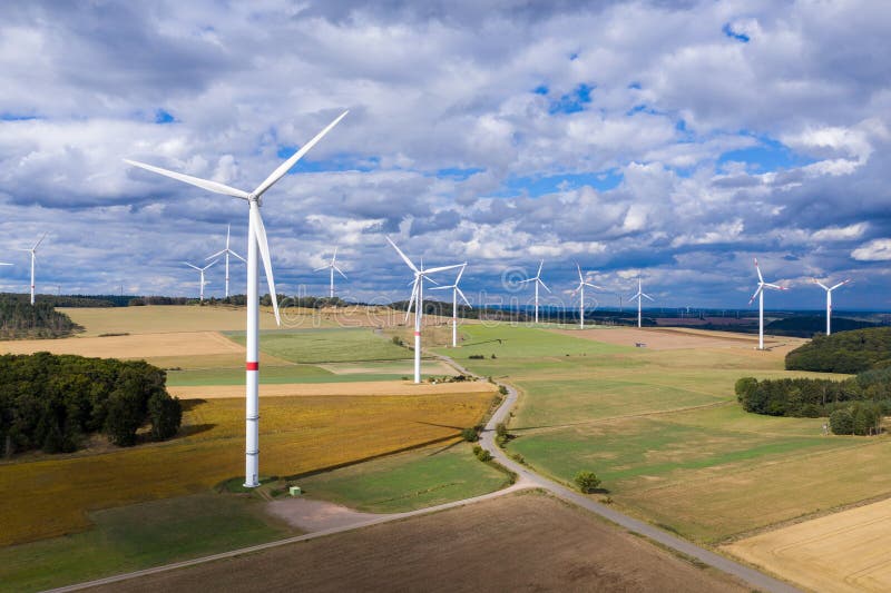 Wind Wheels in the Countryside Mid Air Stock Image - Image of landscape ...