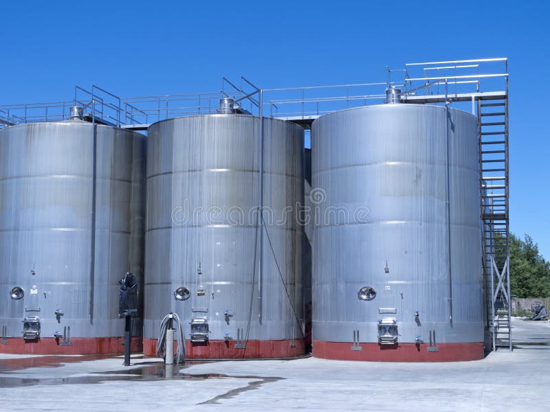 Some Wine Metallic Fermentation Tanks Stock Photo - Image of industry ...