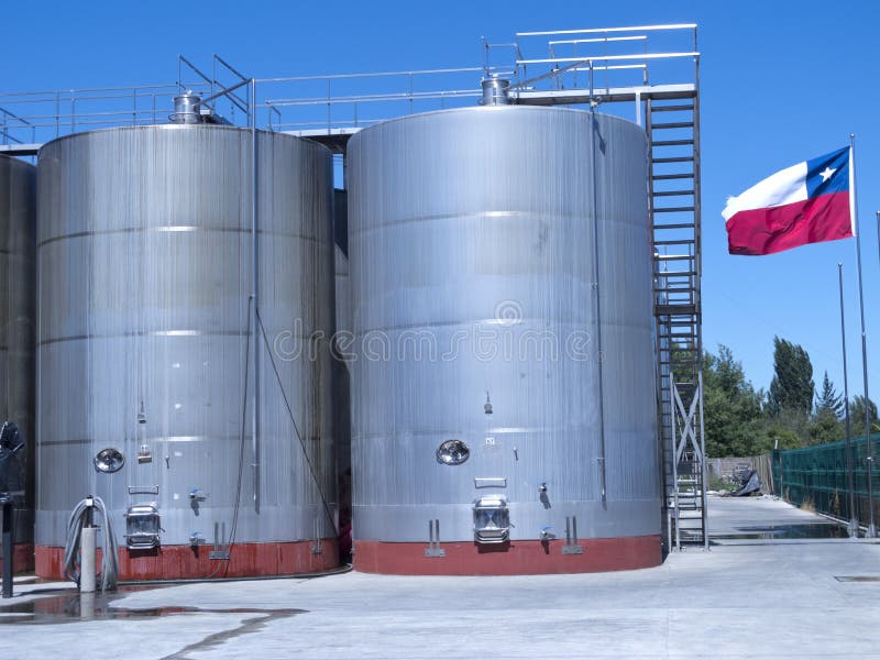 Some Wine Metallic Fermentation Tanks Stock Image - Image of chilean ...