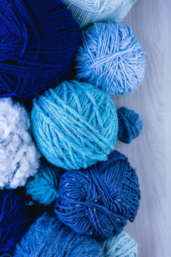 Some Wool Blue Colours Balls Stock Photo - Image of pattern, hobby ...