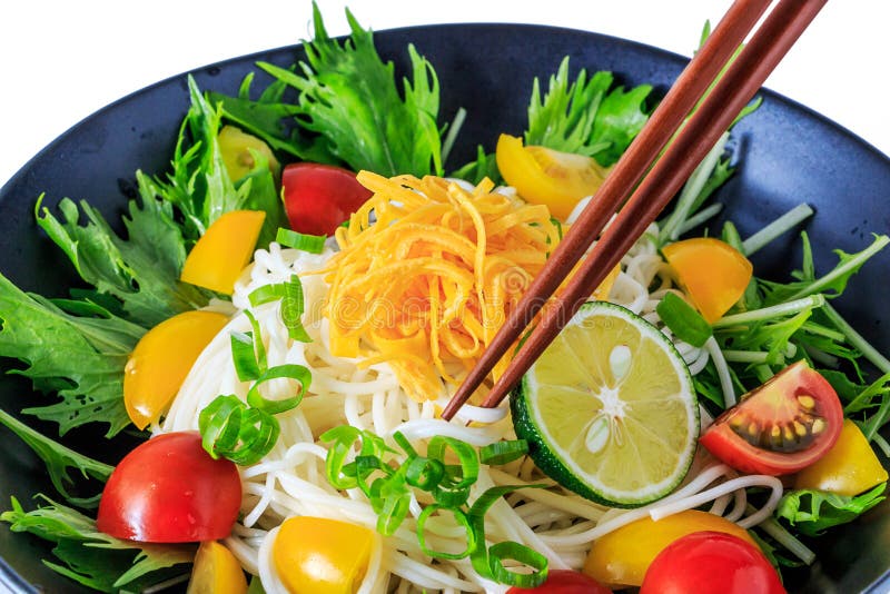 Somen - Japanese Style Thin Wheat Noodles - Stock Image - Image of ...