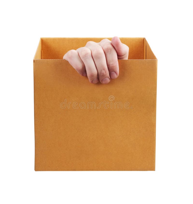 Someone comes out of a box stock image. Image of hide - 53491715