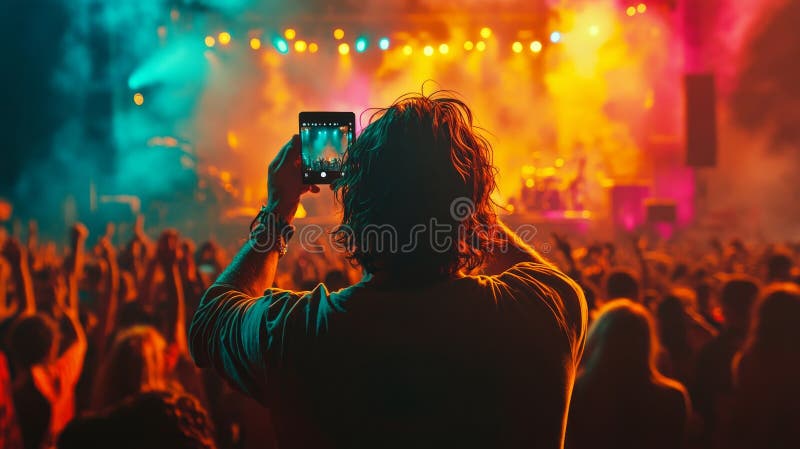Someone in the Crowd at a Concert is Capturing the Moment Using Their ...